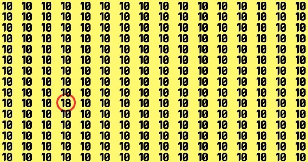 Pokud máte dobrý zrak, najdete číslo 18 mezi čísly 10 do 12 vteřin